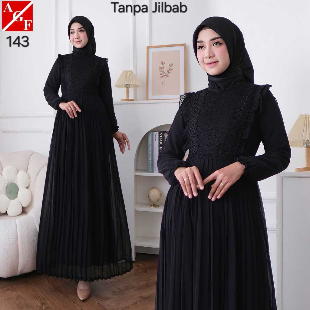 Jual Gamis Abaya Hitam Murah Agnes Hijab 143 Haji Umroh Cerutti Kombinasi Renda import | Shopee ...