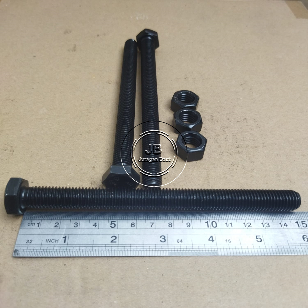Jual BAUT BAJA KUNCI 19 M12X150 PANJANG 15 CM 15CM GRADE 8.8 HTB M12 X 150 FULL DRAT HITAM BAUD ...