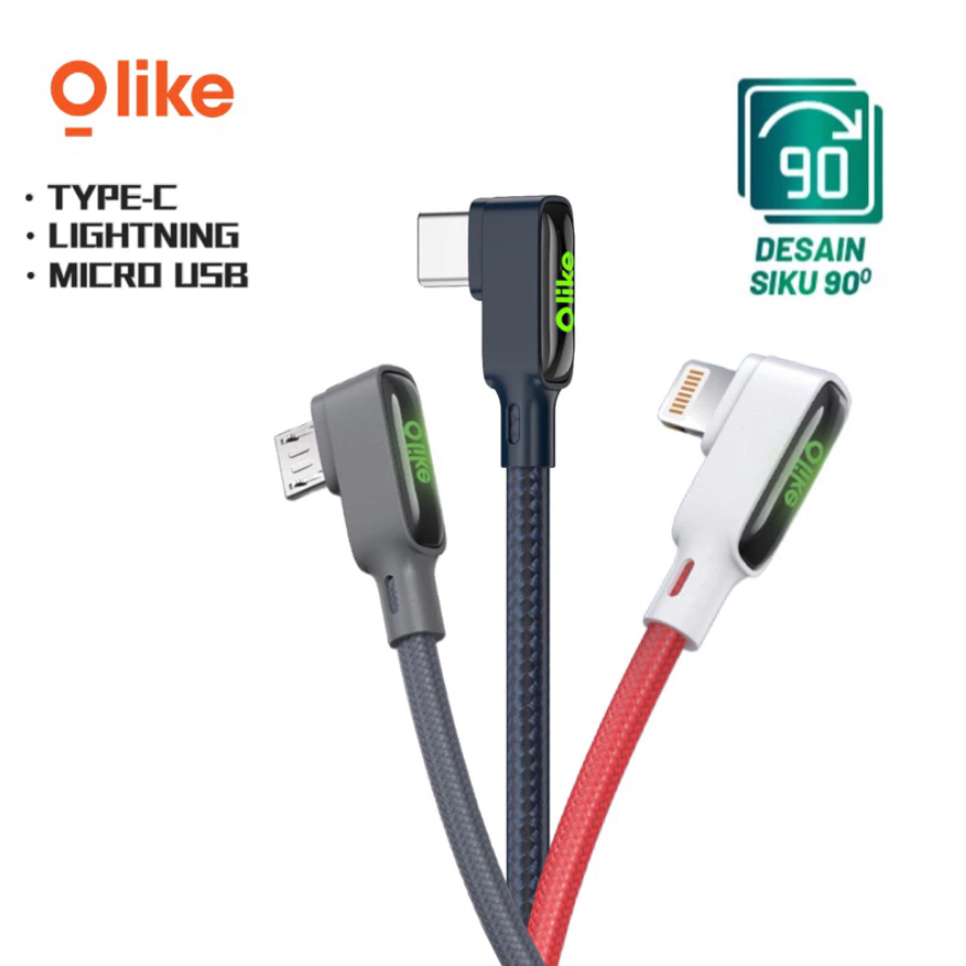 Jual Kabel Data OLIKE D501 3A FAST Charging GAMING SERIES 90 DEGREE ...