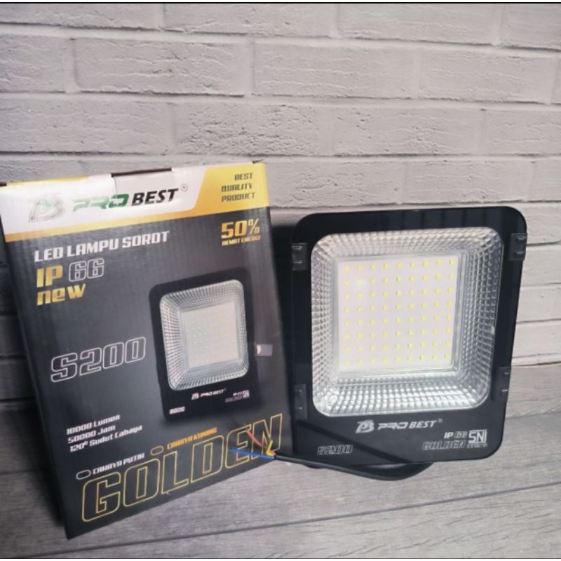 Jual Probest Golden Lampu Sorot Led 200W Flood Light Cahaya Putih IP66 SNI | Shopee Indonesia