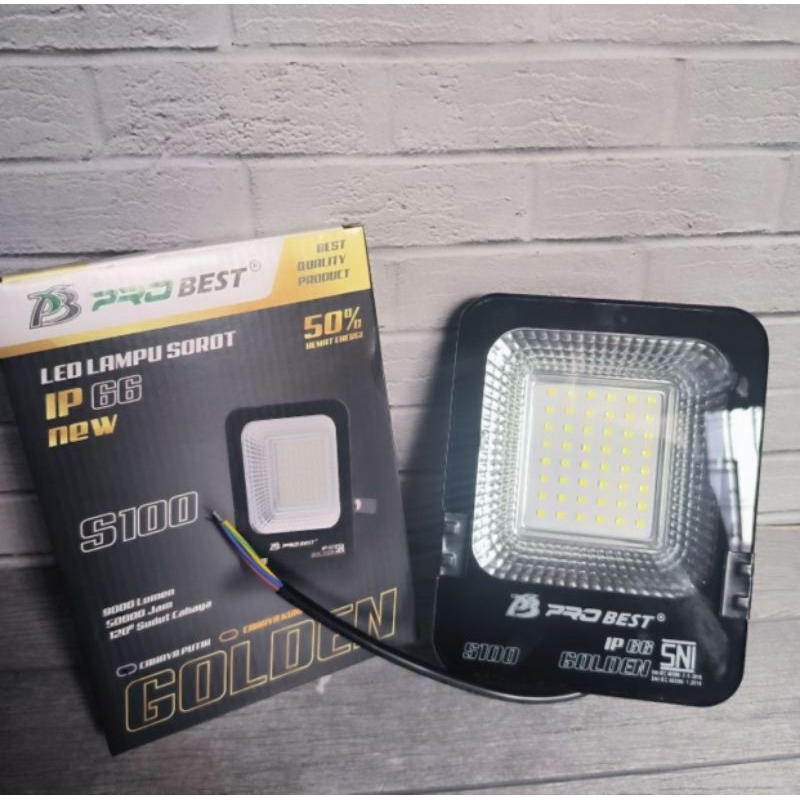 Jual Probest Golden Lampu Sorot Led 100W Flood Light Cahaya Putih IP66 SNI | Shopee Indonesia