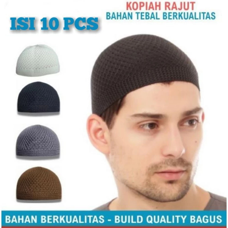 Jual Best Quality 10 Pcs Peci Rajut Dewasa Elastis / Peci Haji Polos Tebal / Kopiah | Shopee ...