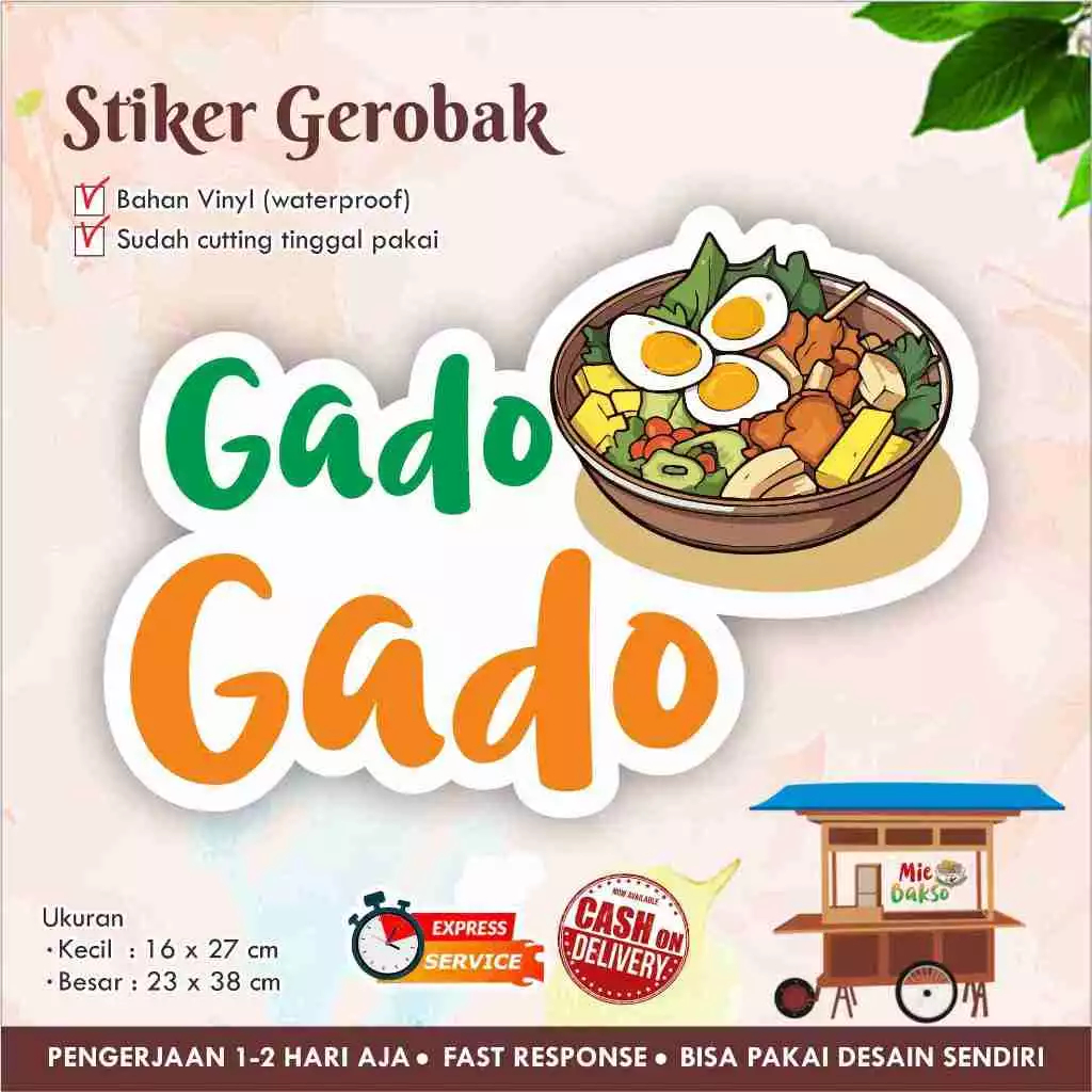 Jual STIKER KACA GEROBAK VINYL GADO GADO / LABEL MAKANAN | Shopee Indonesia