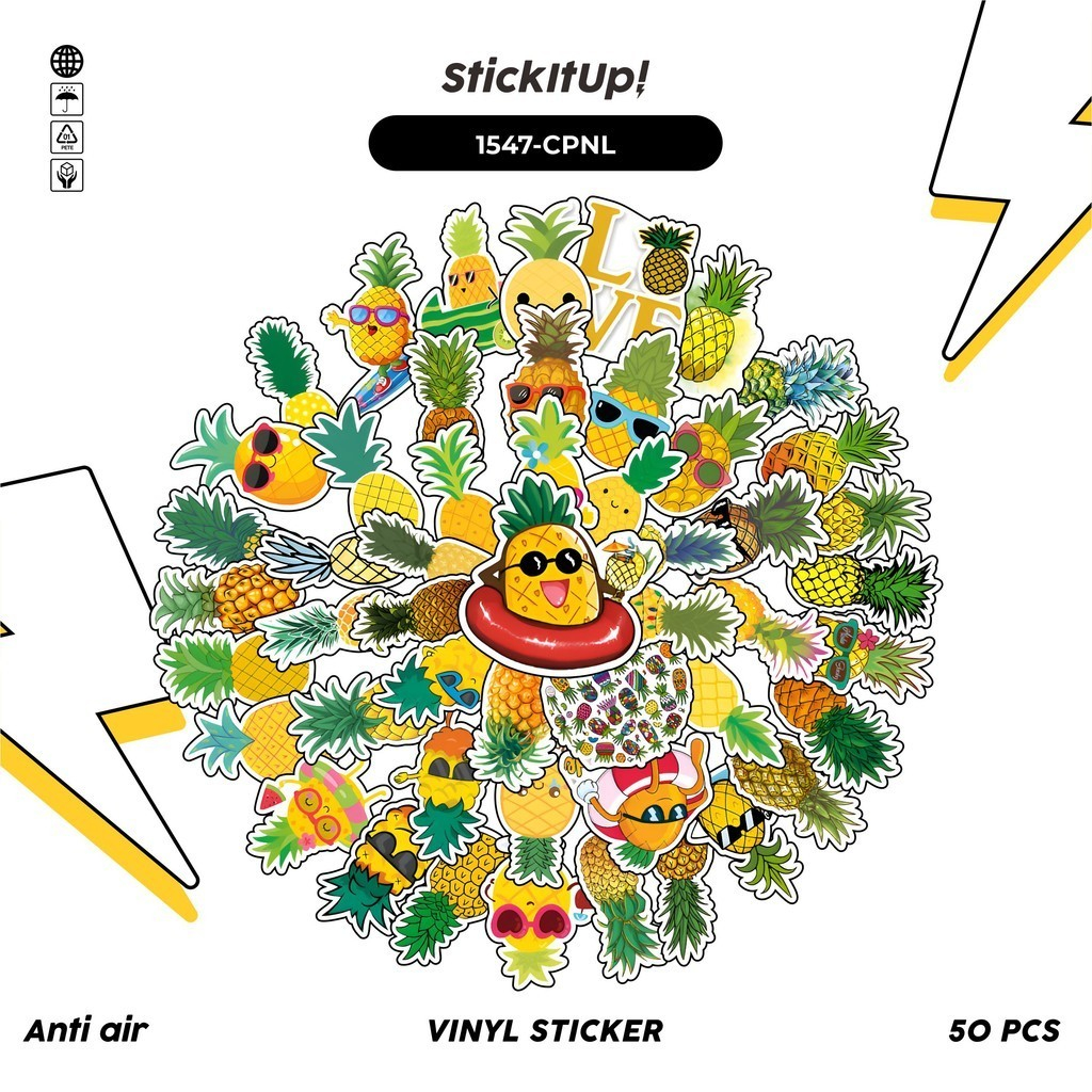 Jual COD 100 Pcs Stiker Pack Buah Nanas / Pineapple Lucu Aesthetic ...