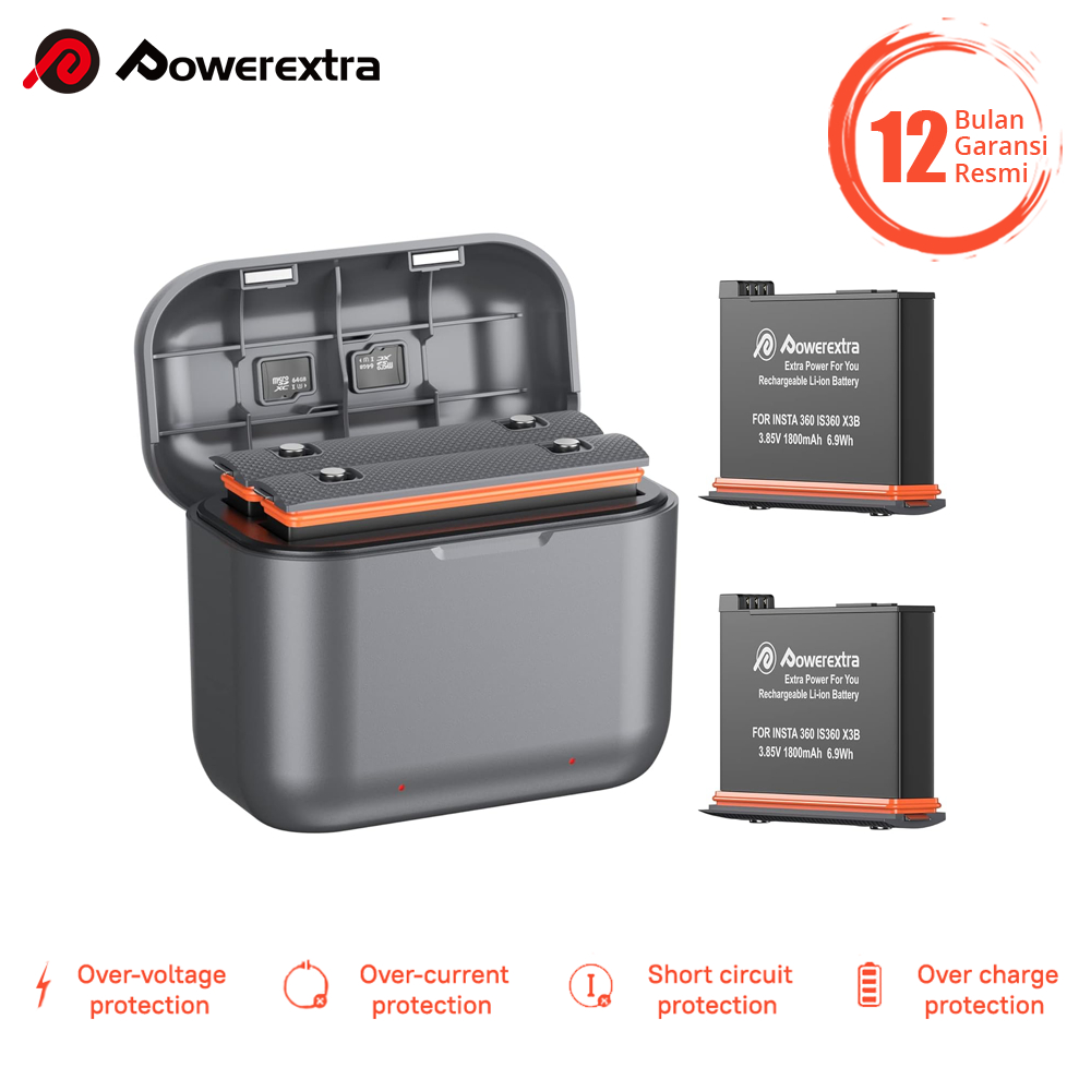 Jual POWEREXTRA Battery Insta360 One X3 2-Pack with 2-Slot Smart ...