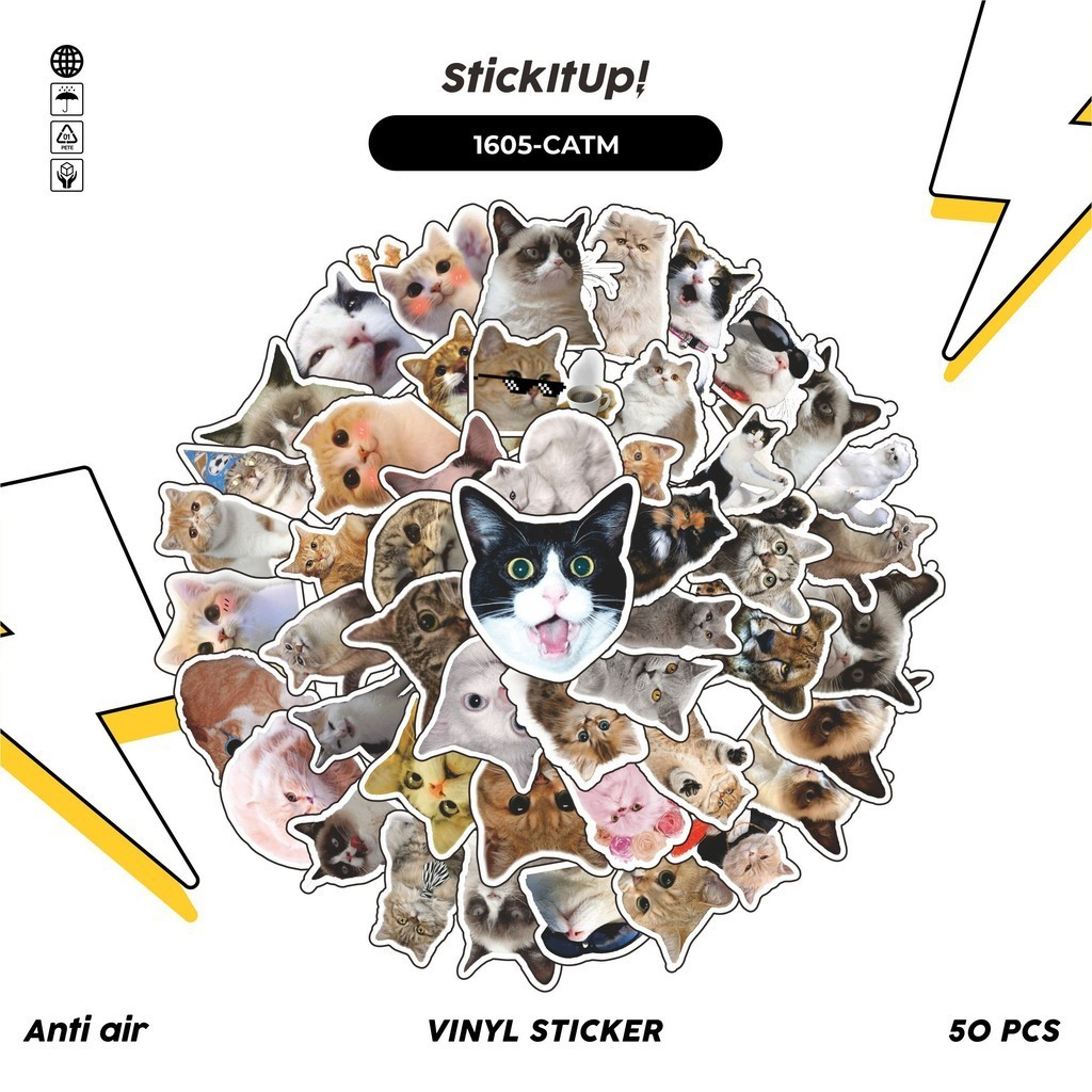 Jual COD 100 Pcs Stiker Pack Funny Cats Kucing Lucu Emoji Aesthetic ...