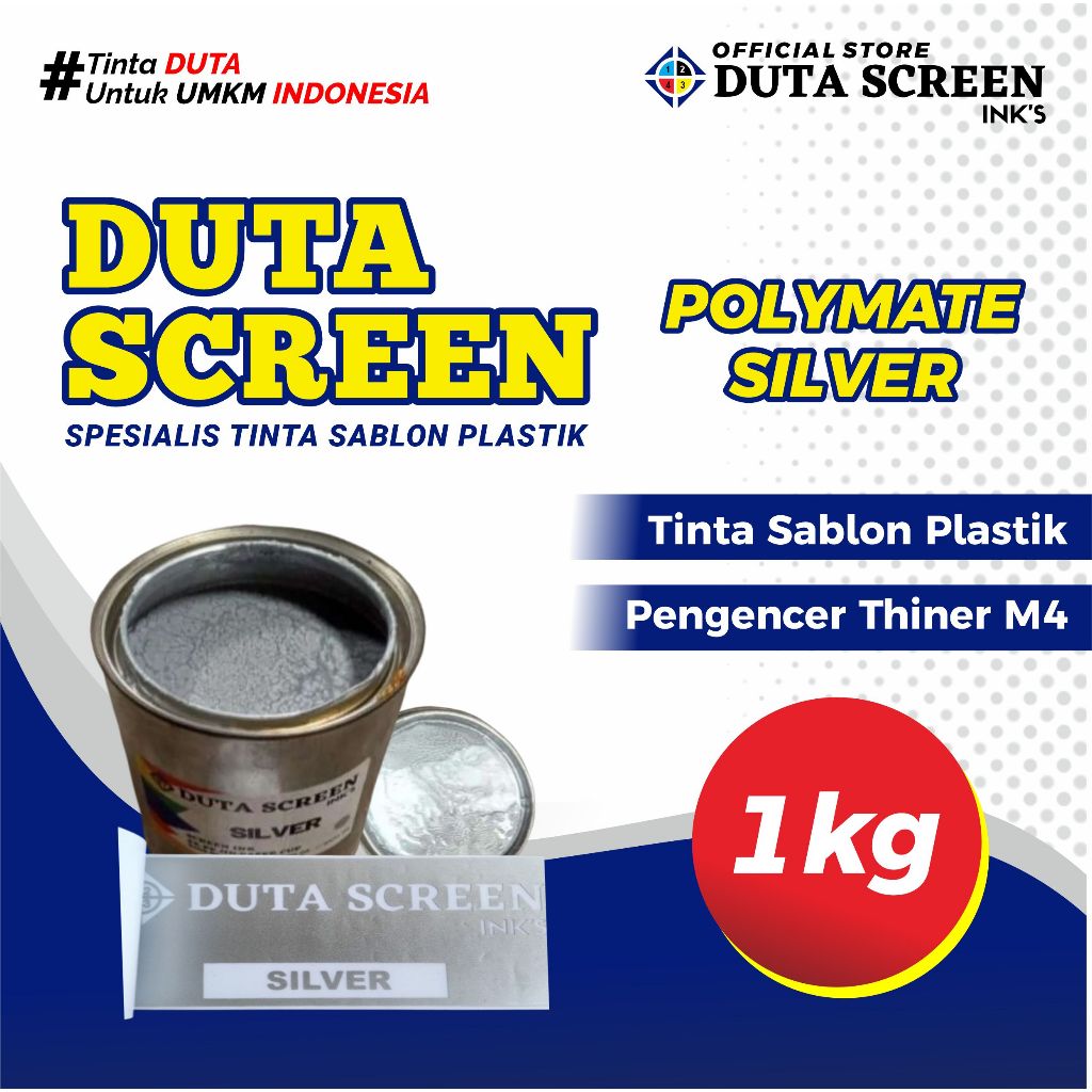 Jual Duta Screen Ink Tinta Sablon Polymate Silver 1kg | Shopee Indonesia