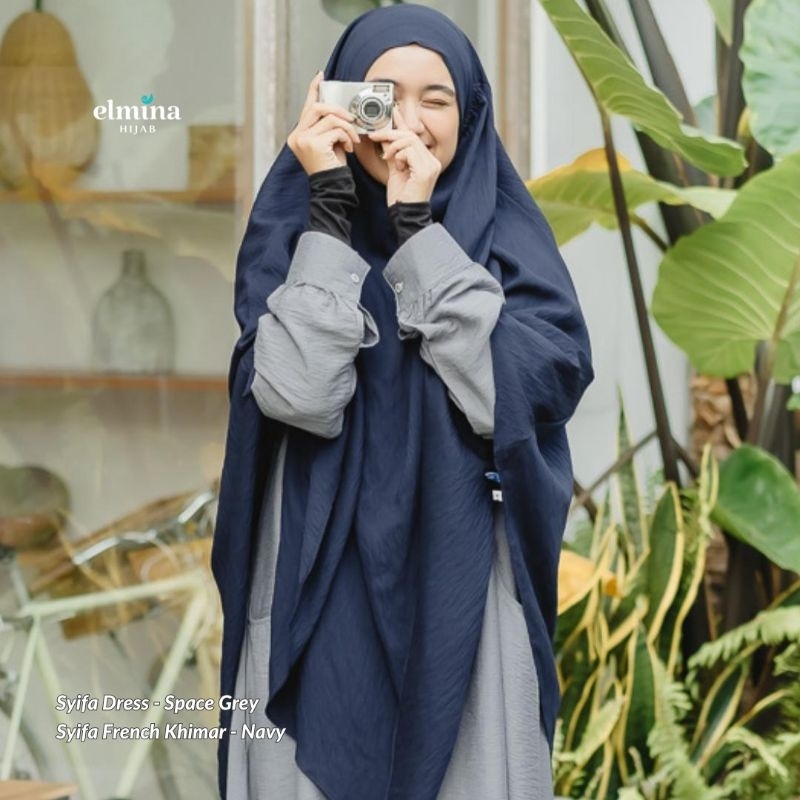 Jual Elmina SYIFA French Khimar Instant Hijab Cadar | Shopee Indonesia