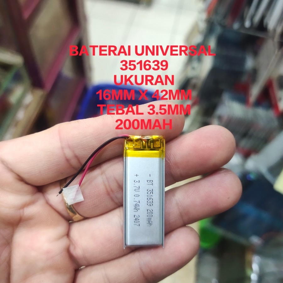 Jual BATERAI UNIVERSAL 351639 UKURAN 16mm x 42mm KABEL 2 MANTUL ...