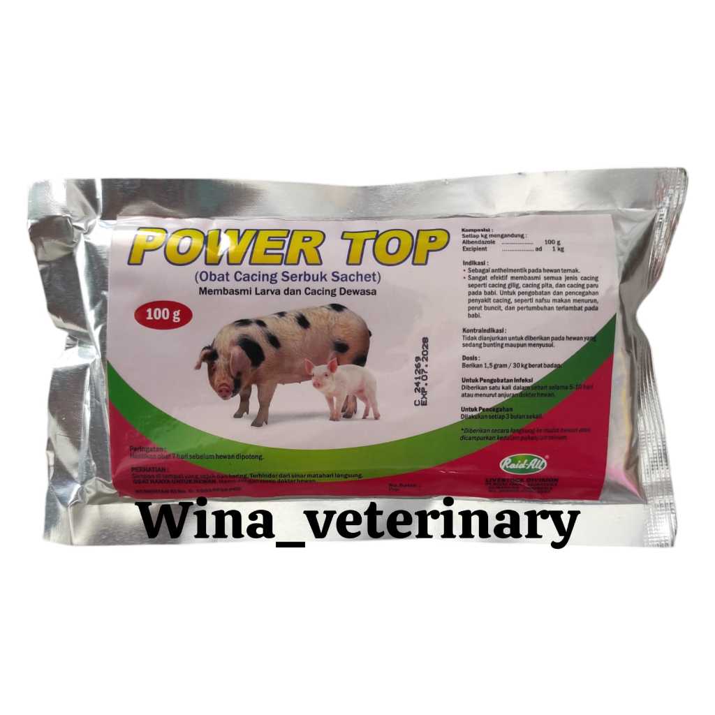 Jual POWER TOP BABI 100 GRAM - OBAT CACING SERBUK SACHET - MEMBASMI ...