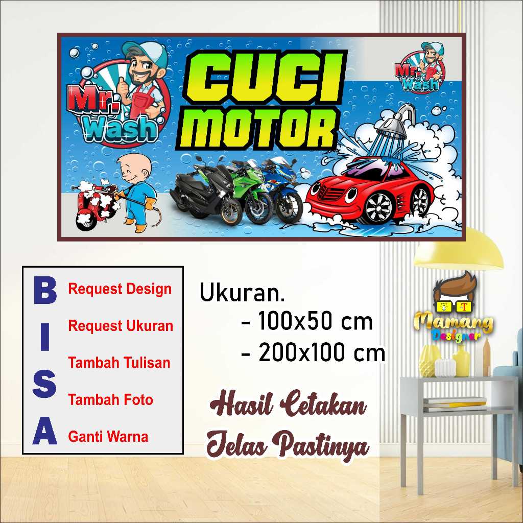 Jual Spanduk Banner Custom Steam Motor Atau Cuci Motor Biru bb | Shopee ...