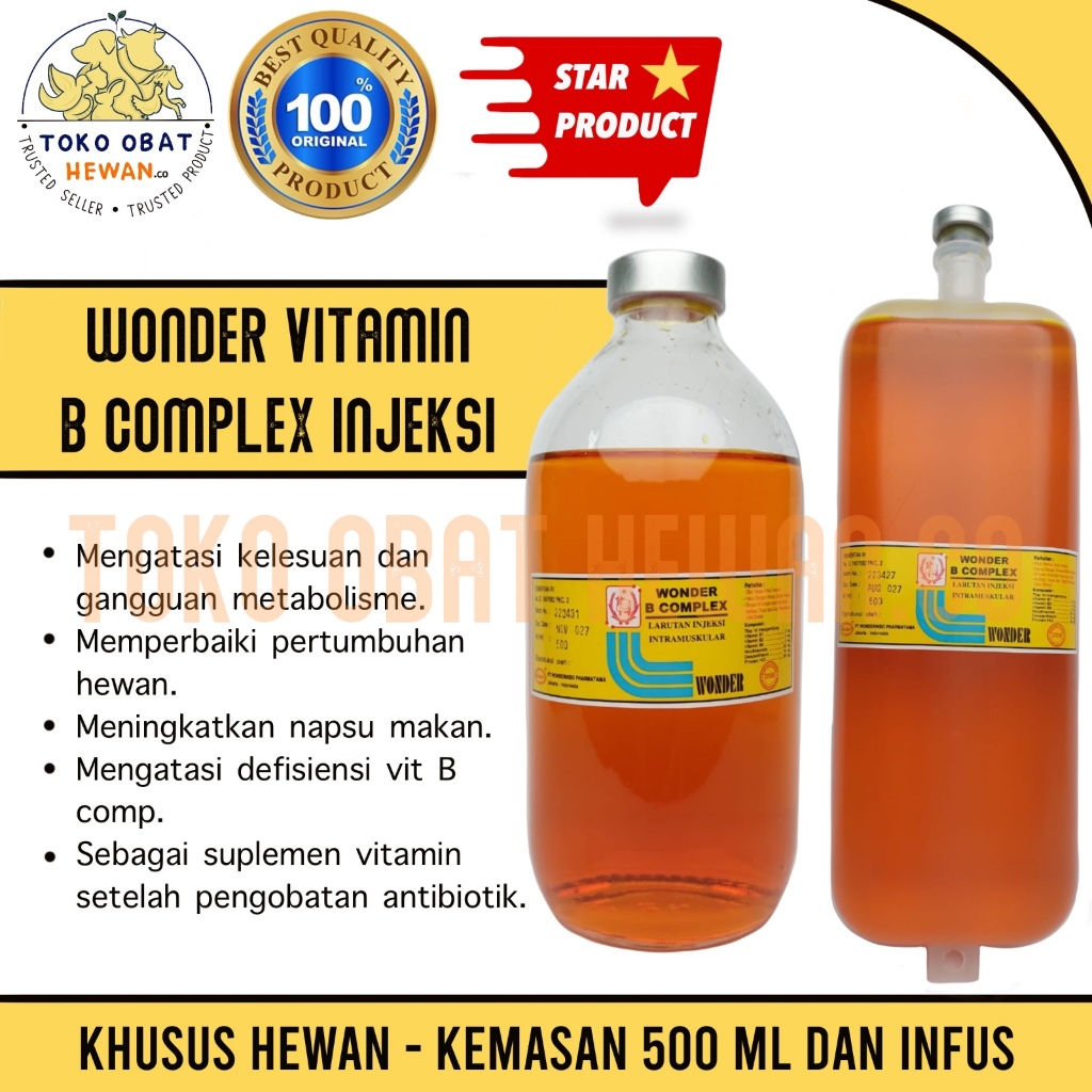Jual WONDER Vitamin Hewan B Complex 500 ml dan Infus | Shopee Indonesia