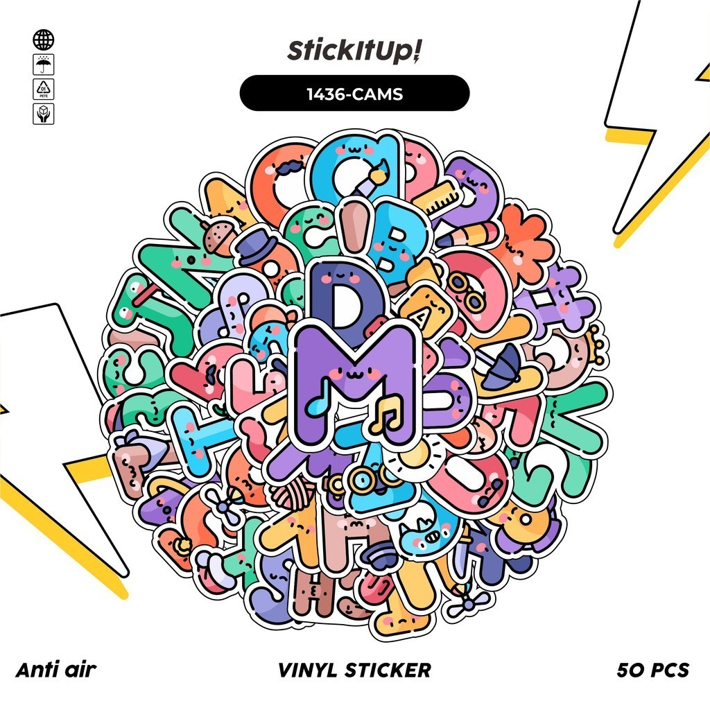 Jual COD 100 Pcs Stiker Pack Cute Alphabet Mix / Stiker Huruf Abjad ...