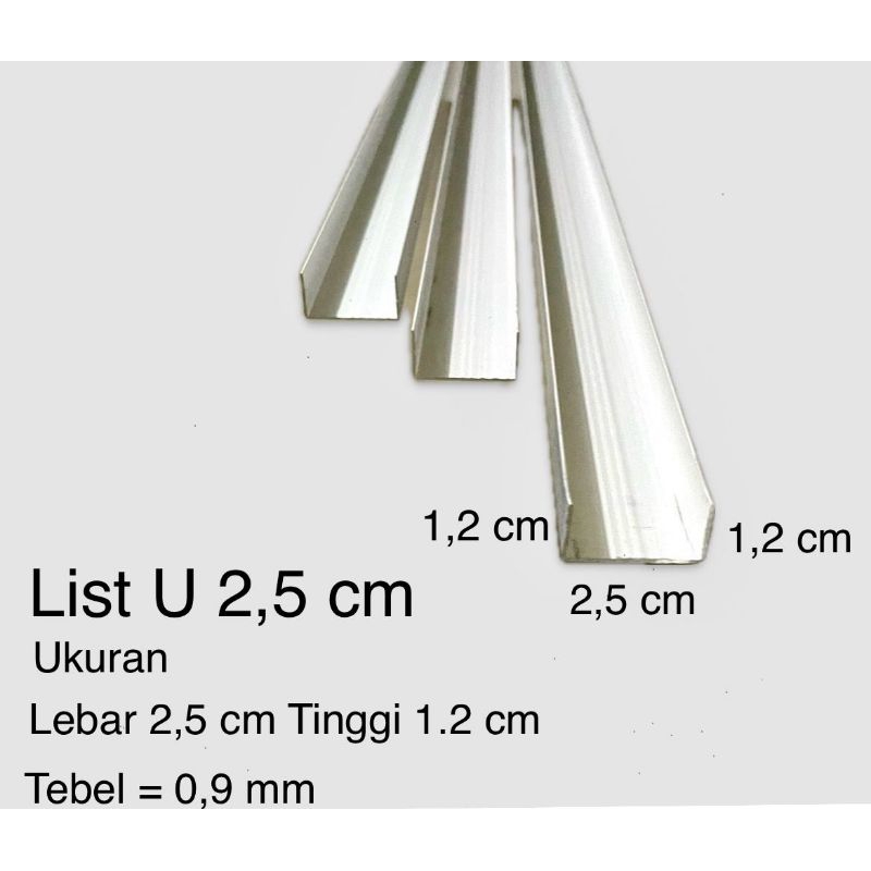 Jual List U Alumunium 2,5 cm Tali air tembok List profil tembok ...