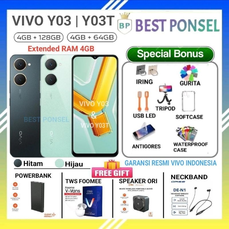 Jual VIVO Y03 4GB + 4GB Extended RAM 64GB ROM | Y03 RAM 4/128GB GARANSI RESMI VIVO INDONESIA ...