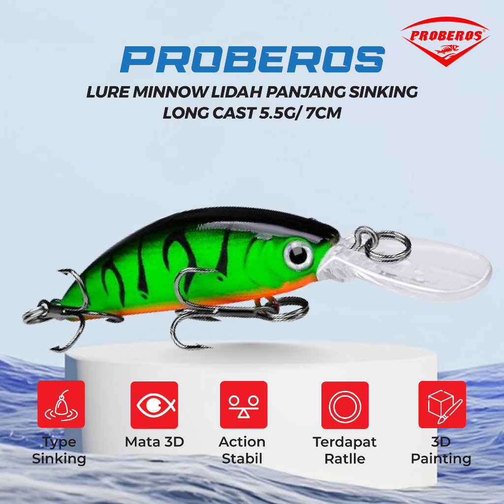 Jual PROBEROS Umpan Pancing Minnow Lidah Panjang 5.5g/7cm DW495 Long ...