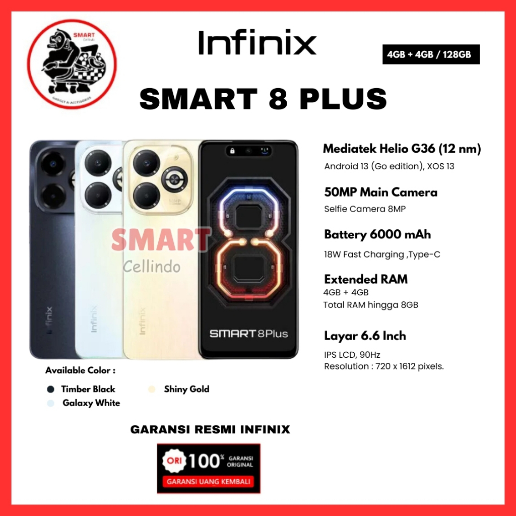 Jual HP Infinix Smart 8 Plus 4/128GB (Garansi Resmi Infinix) | Shopee Indonesia