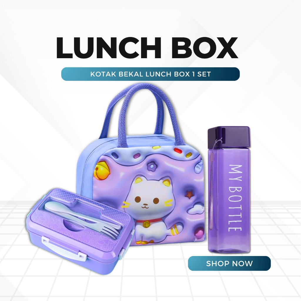 Jual Kotak Bekal Anak Sekolah Perempuan Laki Laki Lunch Box Set Botol Minum Tas Tempat Makan ...