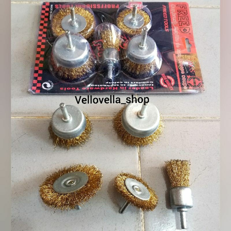Jual Mata Bor mata gerinda Sikat Kawat Mangkok Set isi 5 Pcs SIkat Bor ...