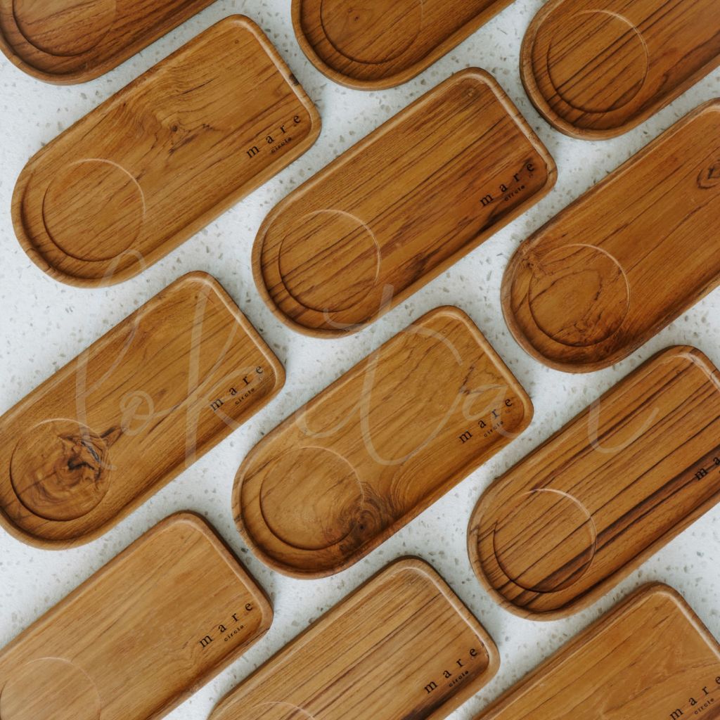 Jual RUMA - Tray Kayu Jati Rounded Dengan Lubang Cangkir | Cafe Tray ...