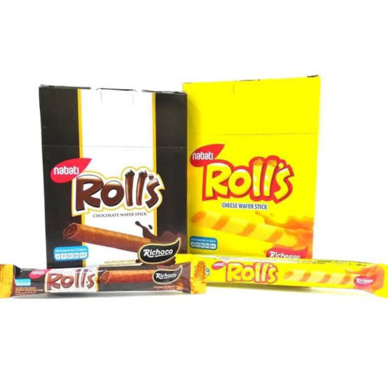 Jual richeese rolls keju 1 box isi 20 nabati roll's coklat rolis wafer ...