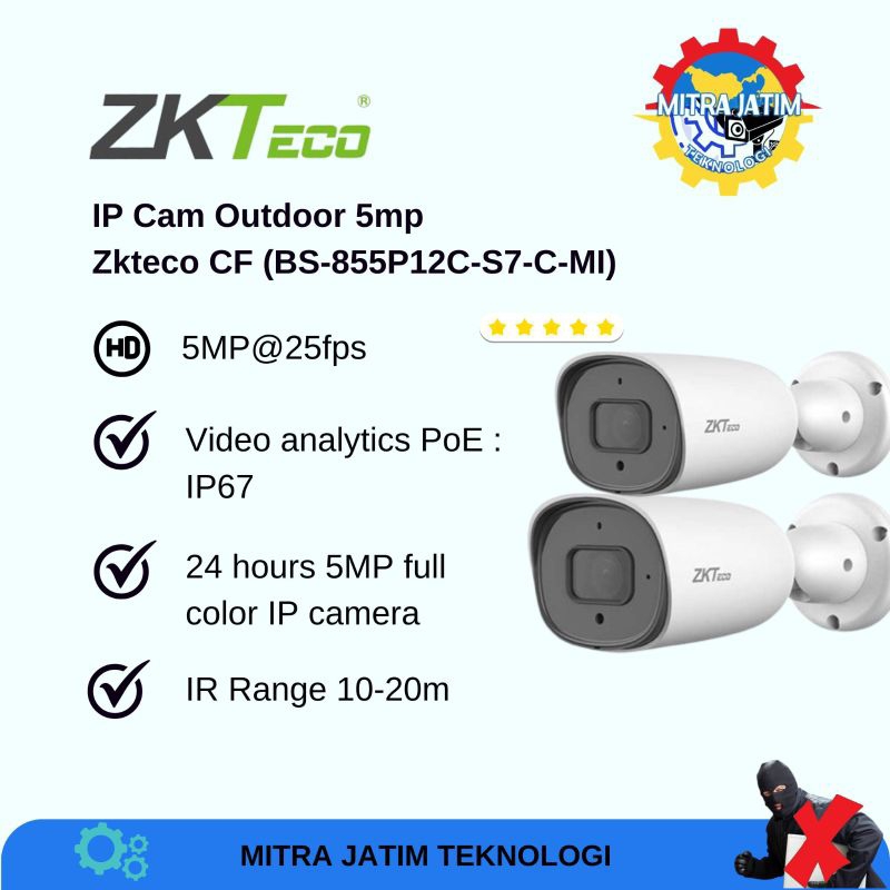 Jual IP Cam Outdoor 5mp Zkteco CF (BS-855P12C-S7-C-MI) | Shopee Indonesia