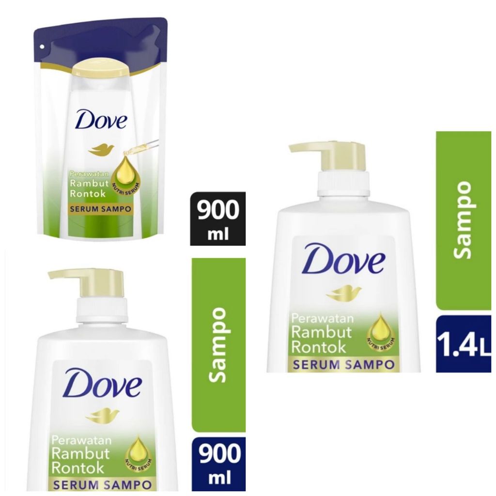 Jual Dove Shampoo Perawatan Rambut Rontok 1400ml | 900ml | Pouch 900ml ...
