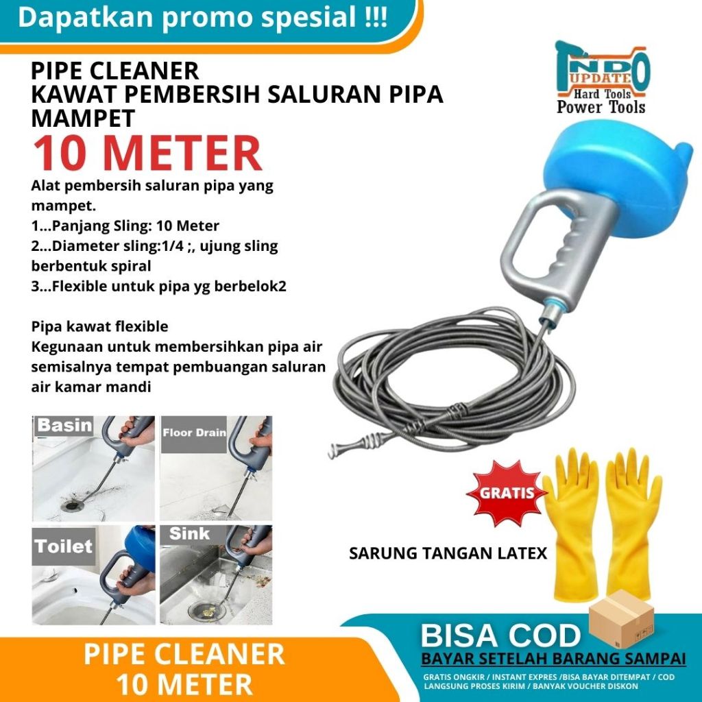 Jual Pembersih Saluran Air 10 Meter Pipe Cleaning Cleaner Alat Sodokan ...