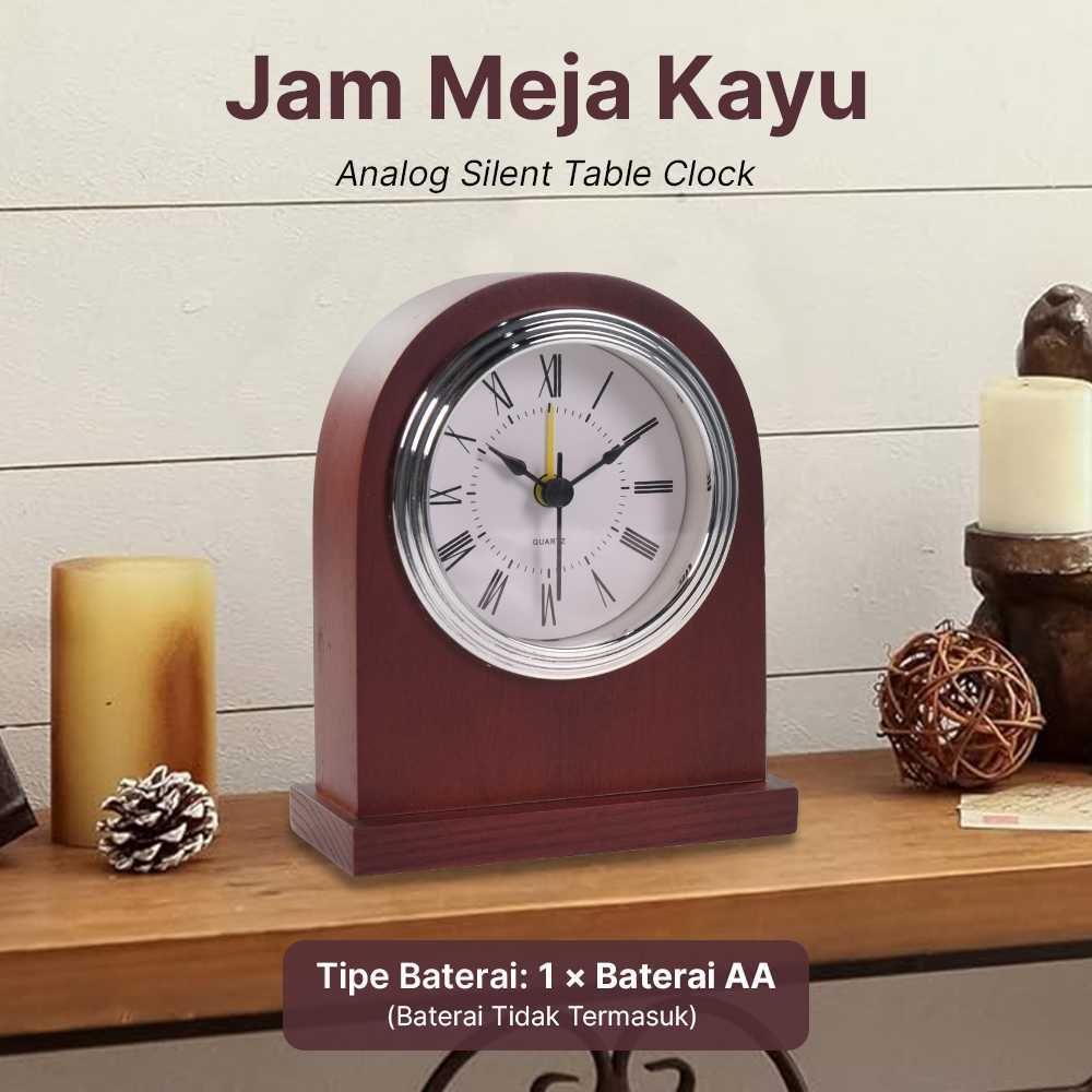 Jual Homecreativez - Jam Meja Kayu Alarm Analog Romawi Silent Table ...