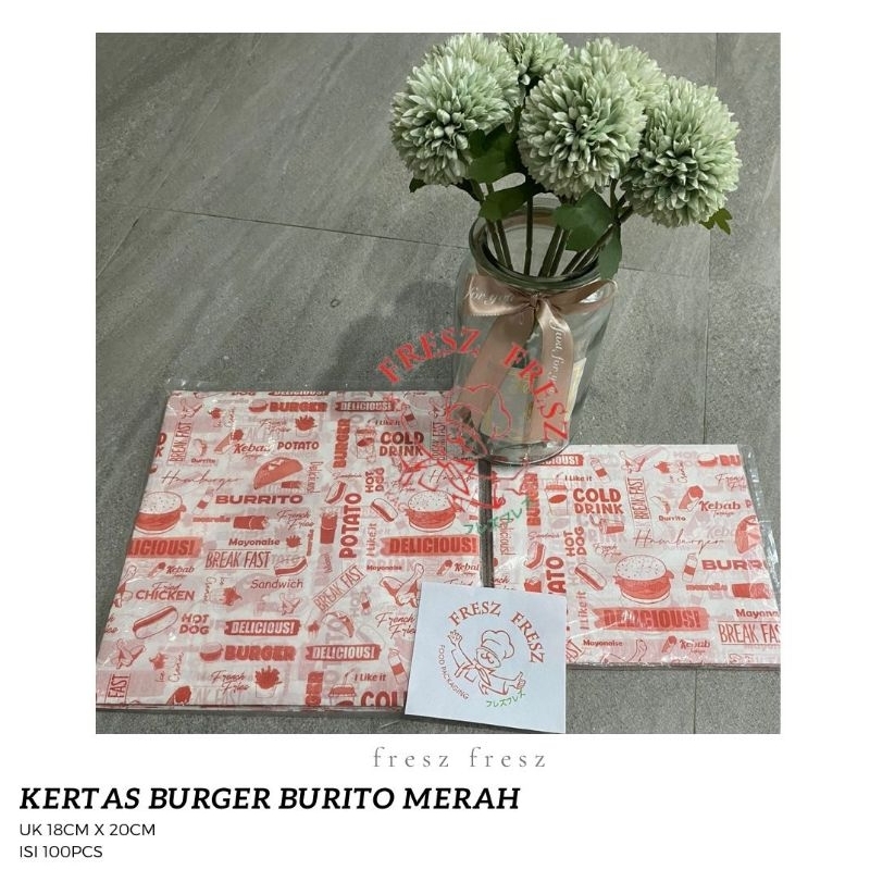 Jual KERTAS BUNGKUS SANDWICH MERAH 18x20 MG Paper Kemasan Bungkus ...