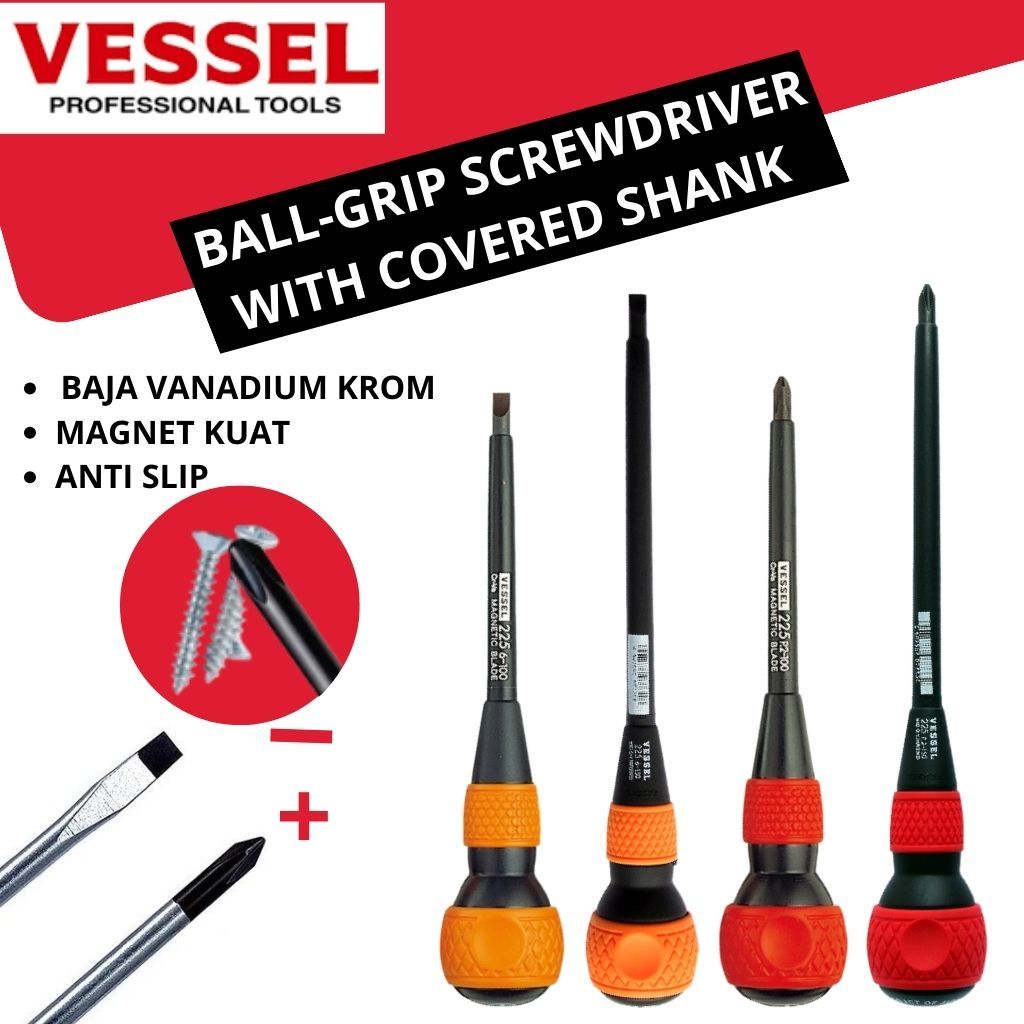 Jual Vessel Obeng Anti Listrik Insulated Plus +2 Minus -6 No. 225 Ball ...
