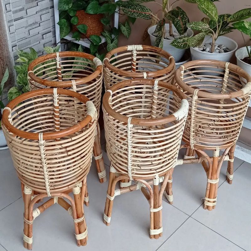Jual Standing Pot Rotan Natural Tinggi 55 cm | Shopee Indonesia