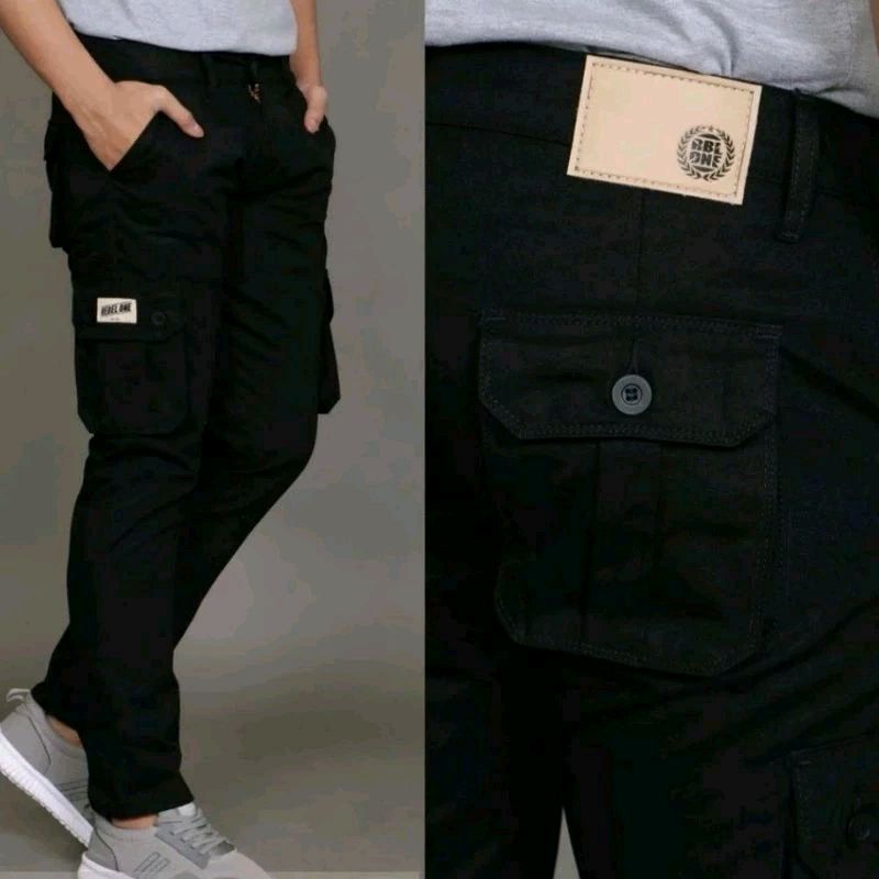 Jual Celana Cargo Panjang Pria Abu Gray Army Loreng Kantong Tutup Banyak Saku Long Cargo Celana ...