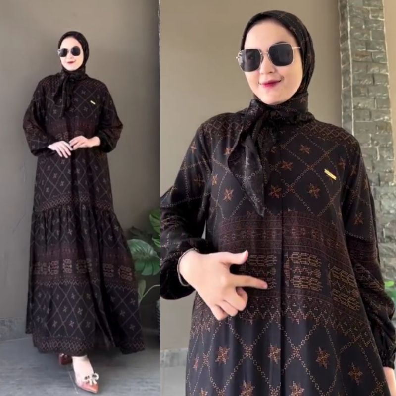 Jual GAMIS SET HIJAB RAYON PREMIUM BLACK SERIES // GAMIS ETNIK // GAMIS ...