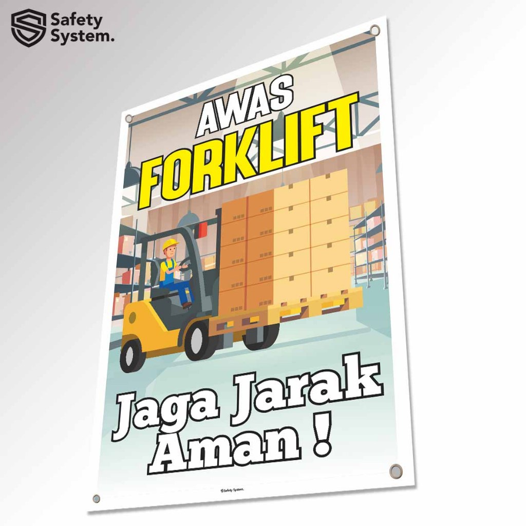 Jual Spanduk Banner K3 Keselamatan Kerja SB016 Awas Forklift Jaga Jarak ...
