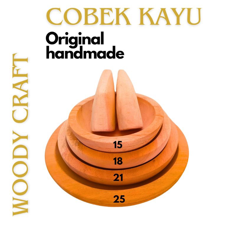 Jual 1 Set Cobek Kayu Berbagai Ukuran + Ulekan | Cobek Sambal ...