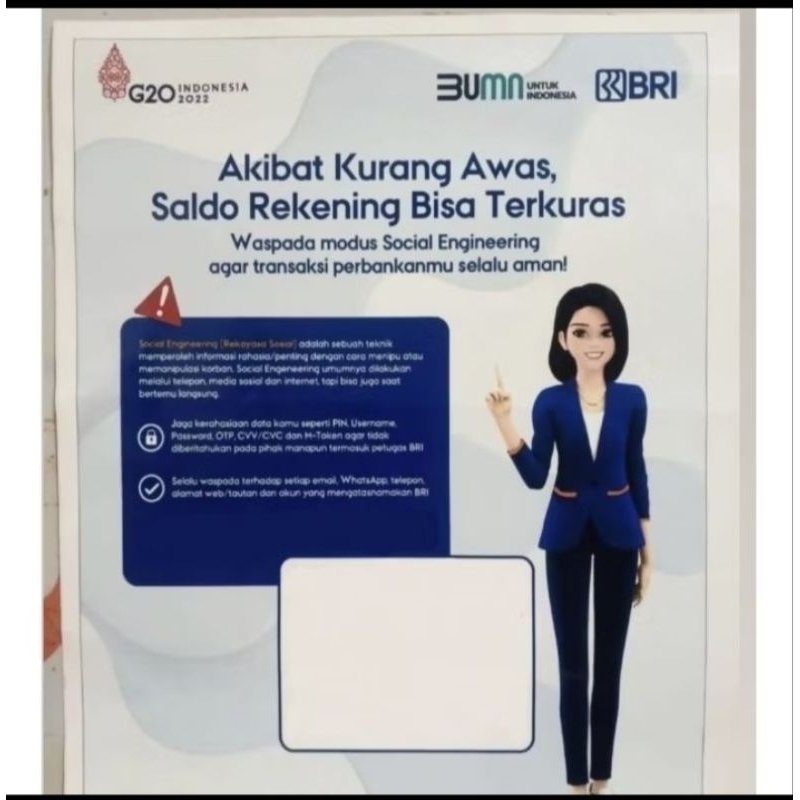 Jual STIKER VINYL POSTER PERINGATAN BRI 1, UKURAN : 39,7 X 42 cm(A3), 1 ...