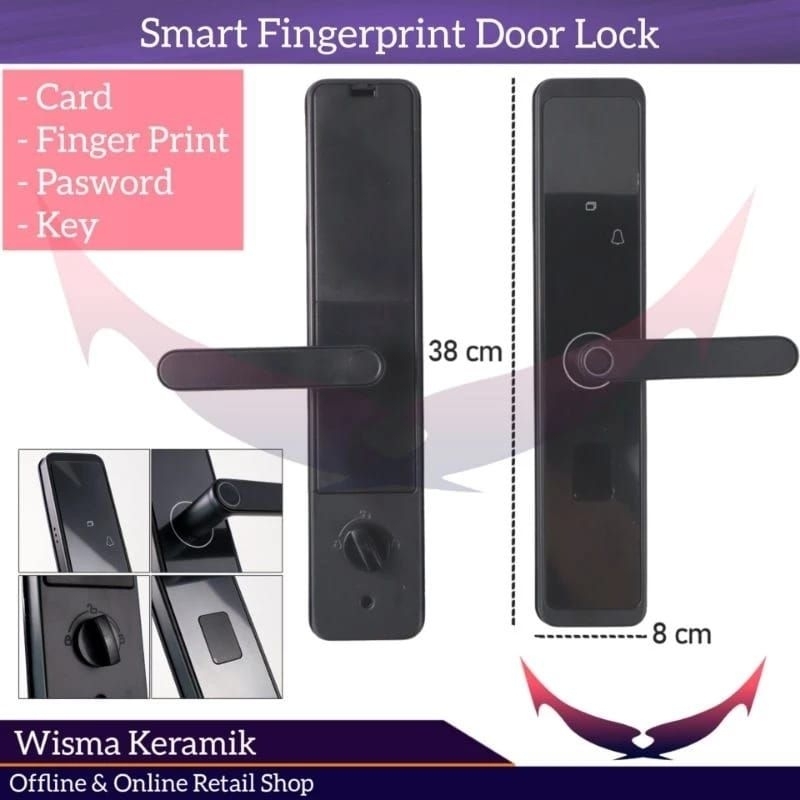 Jual smart door lock, kunci pintu password, Kartu RFID, sidik jari | Shopee Indonesia