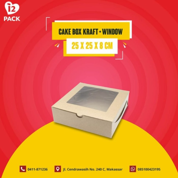 Jual DOS KUE MIKA ALAS LAMINASI / CAKE BOX / DOS KUE KRAFT WINDOW ...
