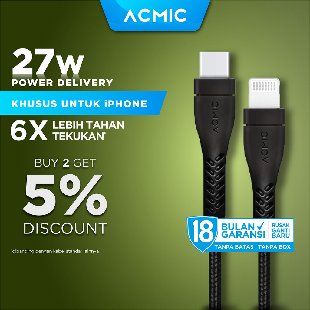 Jual ACMIC PDL100 USB Type C to Lightning Cable PD Fast Charging iPhone ...