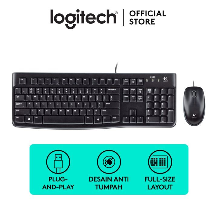 Jual Logitech Mk120 Keyboard Usb Mouse Wired Combo Shopee Indonesia