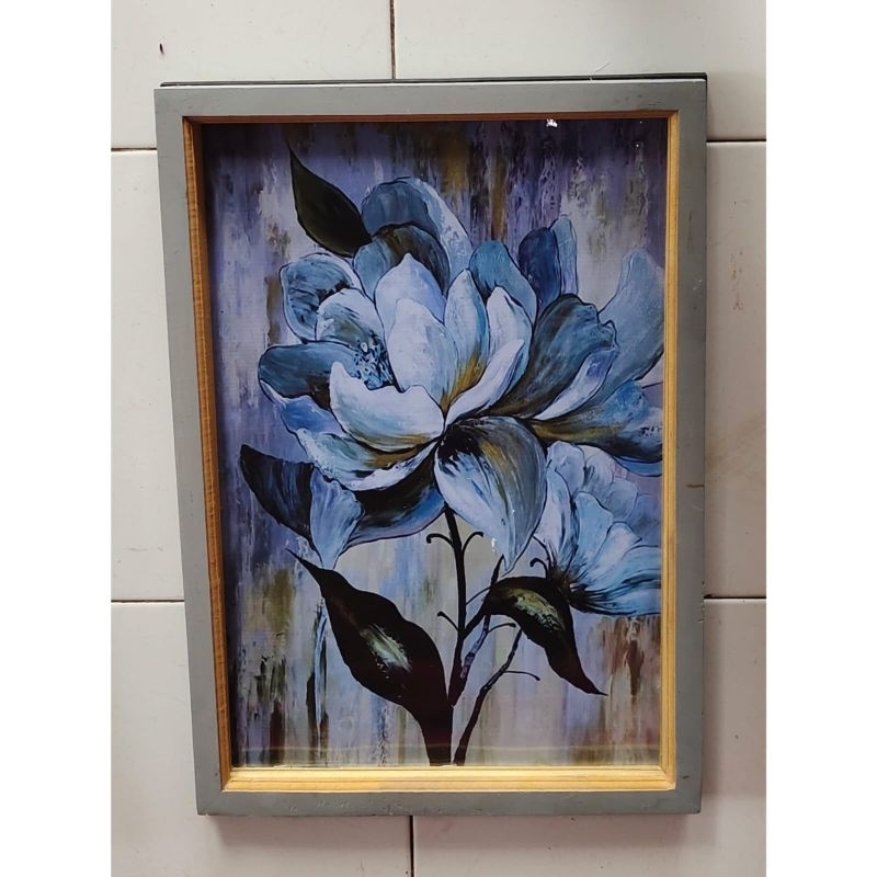 Jual hiasan dinding lukisan cetak bunga klasik plus bingkai ukuran ...