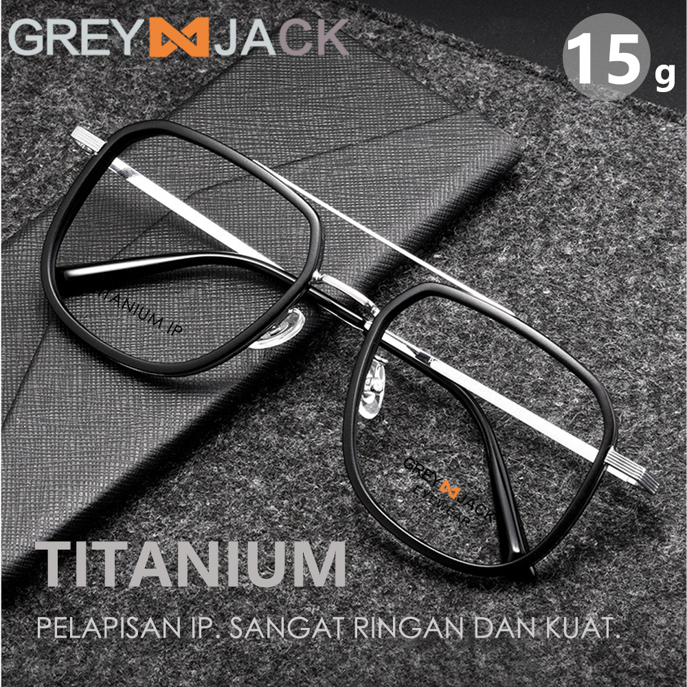 Jual Grey Jack Frame Kacamata Model Aviator Kotak Bahan Titanium Ringan Fashionable Laki-laki ...