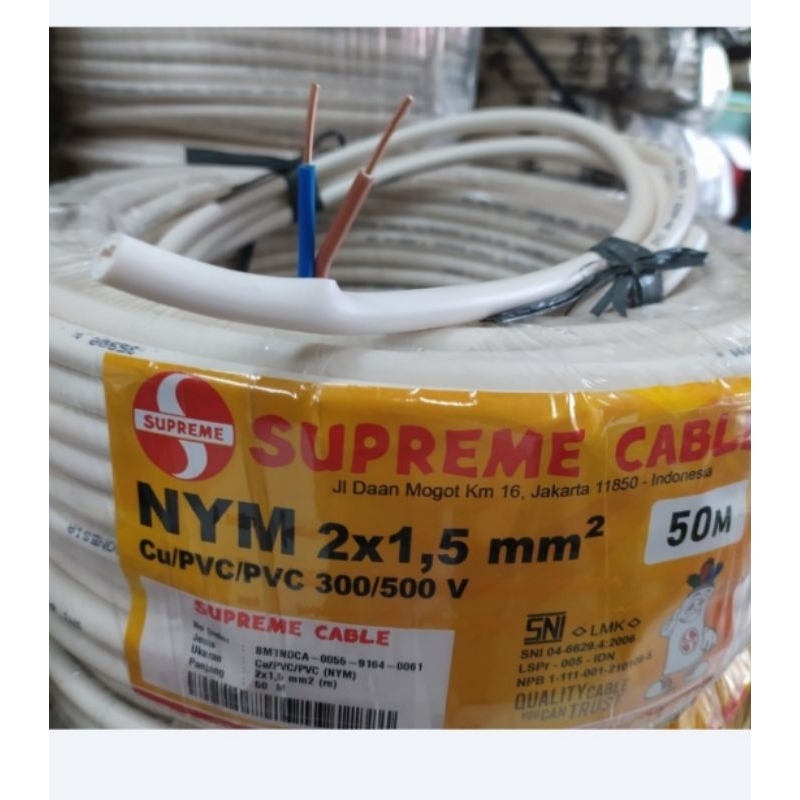 Jual kabel nym 2x1,5 merk supreme kawat tunggal isi-2 jalur ini harga per 1 meter | Shopee Indonesia