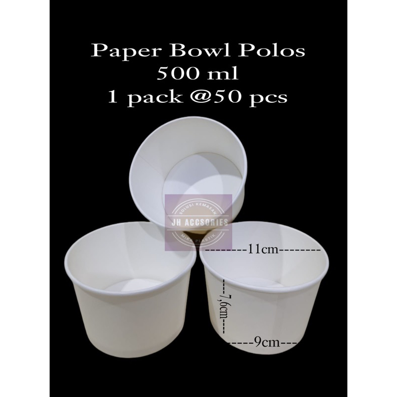 Jual Paper Bowl Polos 500ml / Mangkok Kertas Polos 500ml tanpa tutup ...