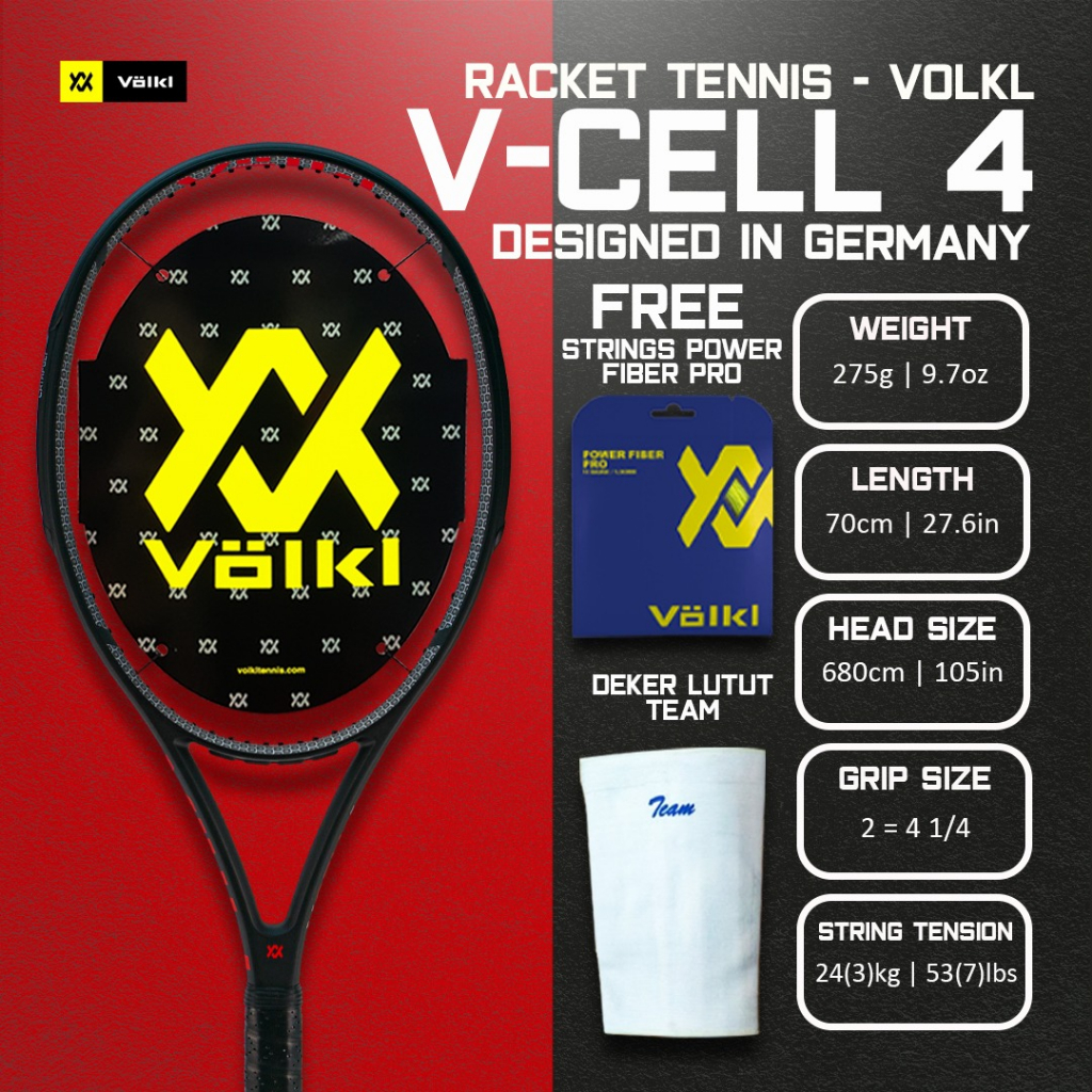 Jual Raket Tenis Tennis Volkl VCell 4 String Power Fiber Pro | Shopee ...