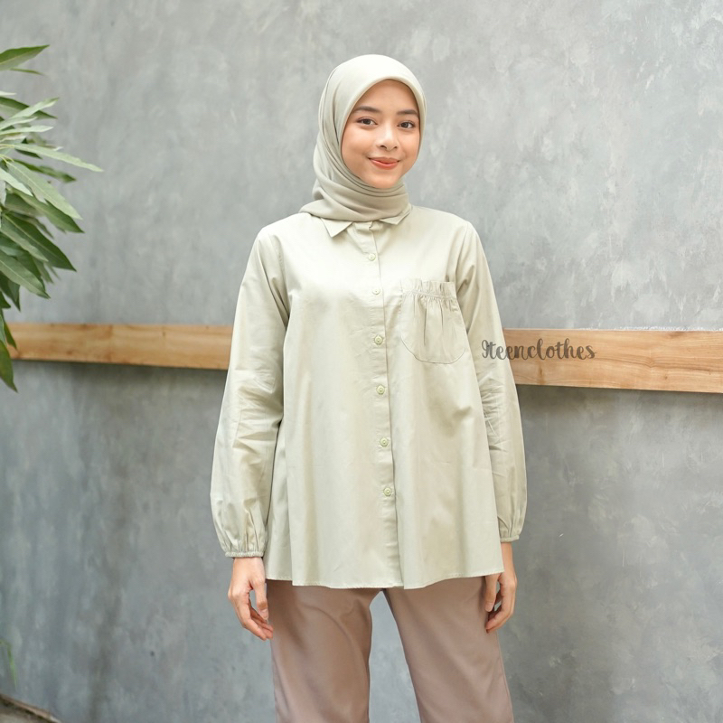 Jual Happy Blouse by 9teenclothes | Kemeja Kantong Poplin | Shopee ...