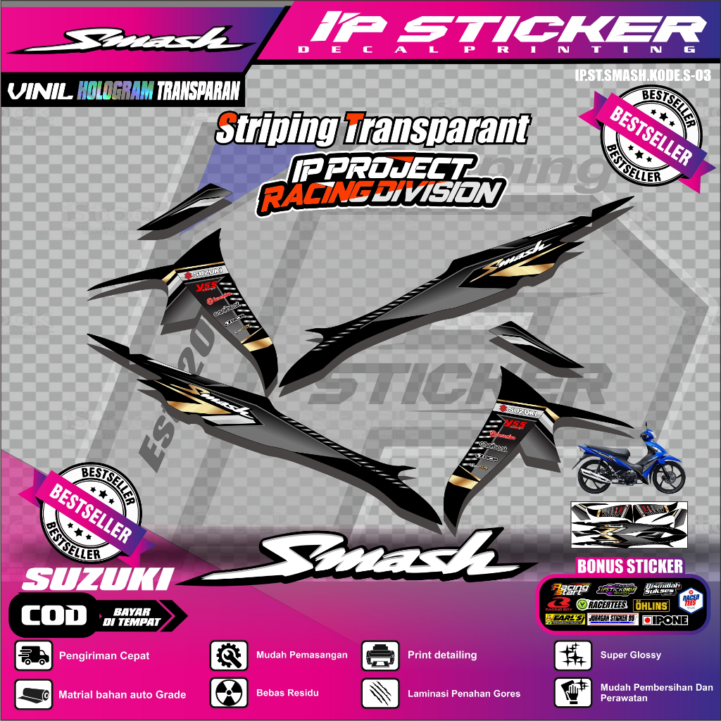 Jual (COD) STIKER STRIPING SMASH - STIKER STRIPING MOTOR SUZUKI SMASH ...