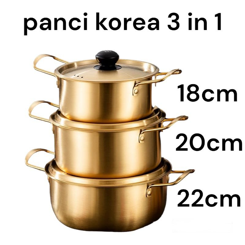 Jual Bakindo Panci Korea / Panci Ramen Gold 3 in 1 Panci Tutup Gold ...