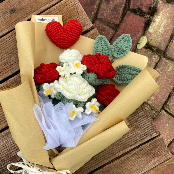 Jual Anniversary flower bouquet / Bunga buket rajut | Shopee Indonesia